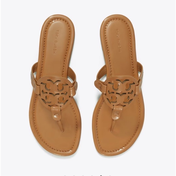 Tory Burch | Shoes | Toryburch Patent Miller Sandals Thong Tan Light ...